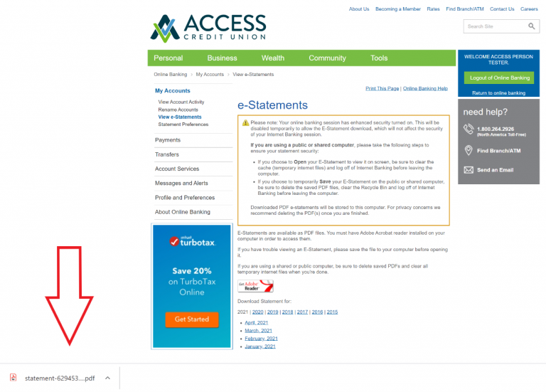 Accessing e-Statements